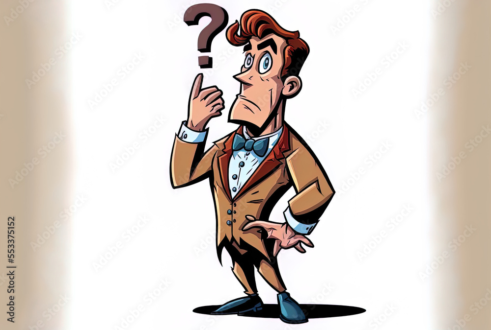 cartoon human mascot with a question mark as a sign. Generative AI ...