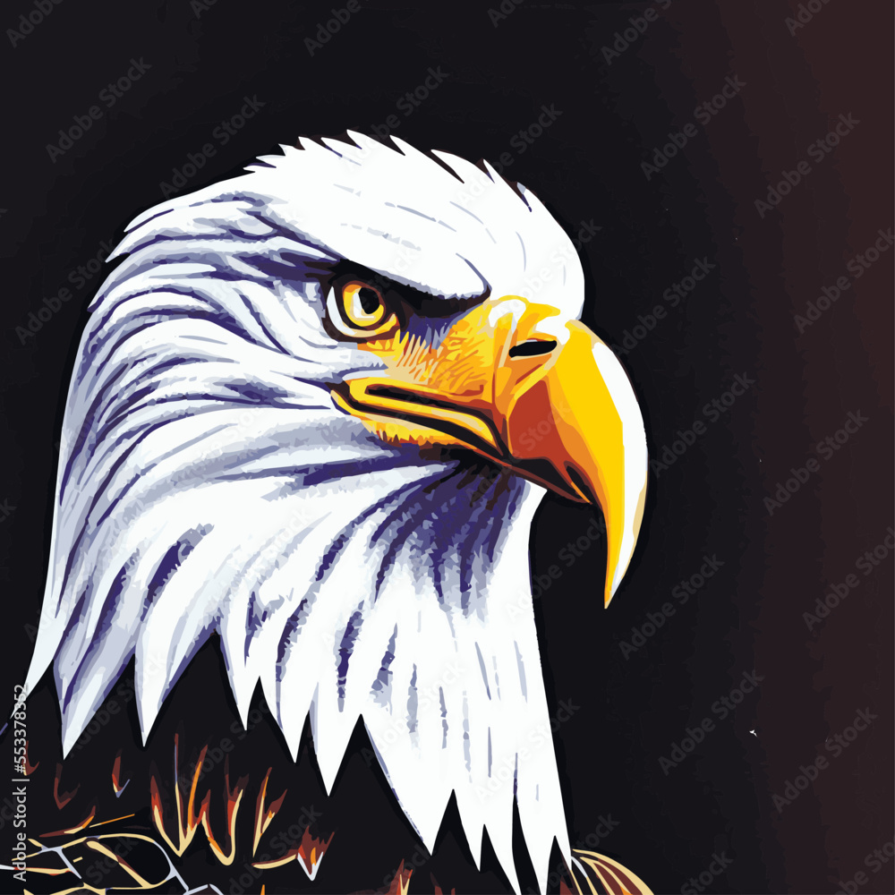 Portrait of a bald eagle. Vector illustration of an American bald eagle ...