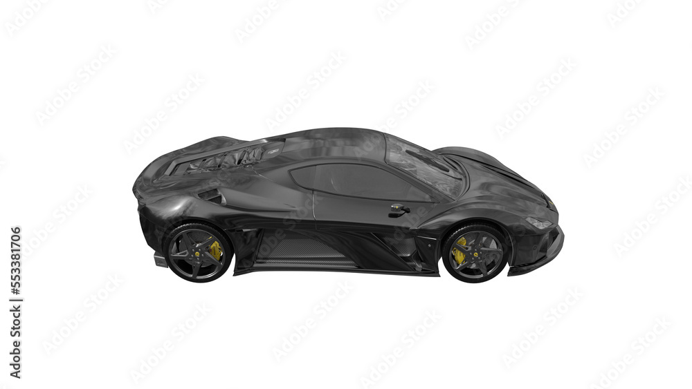BLACK FERRARI 296 GTB, 3d rendering of FERRARI car on isolated white ...