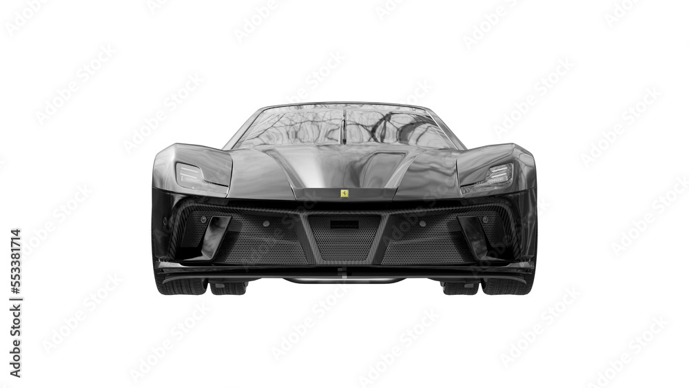 BLACK FERRARI 296 GTB, 3d rendering of FERRARI car on isolated white ...