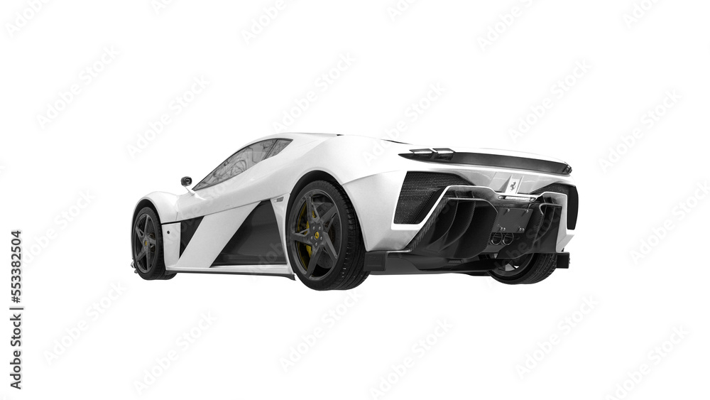 WHITE FERRARI 296 GTB, 3d rendering of FERRARI car on isolated white ...