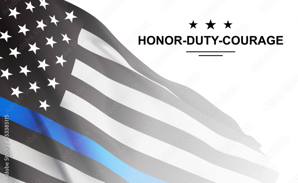 The Thin Blue Line United States Flag. Support of police and law ...