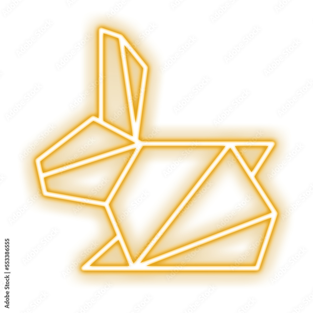 rabbit origami geometric neon light line design. Stock Illustration ...