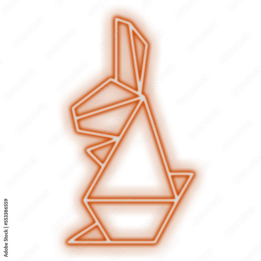 rabbit origami geometric neon light line design. Stock Illustration ...