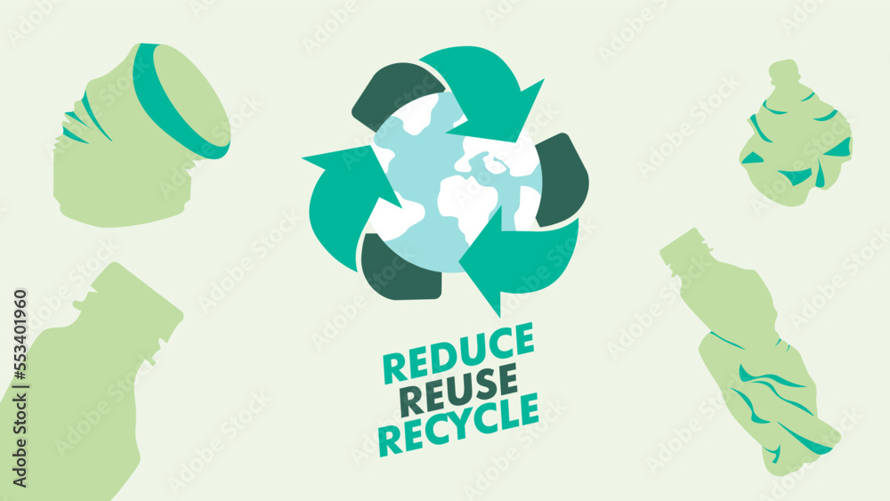 reduce, reuse, recycle design banner background, go green banner, earth ...