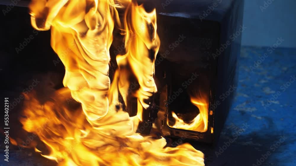 microwave oven on fire. the concept of fire in the kitchen and ...