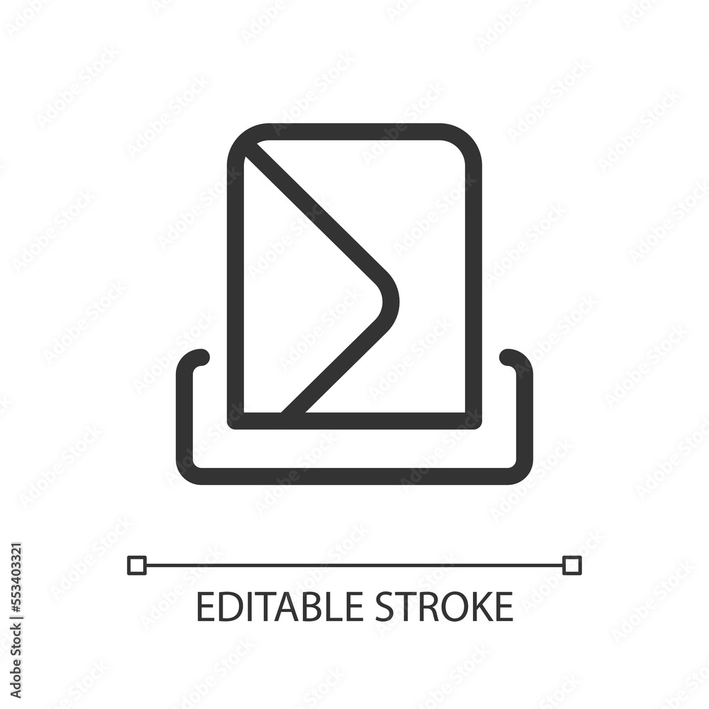 Drop letter pixel perfect linear ui icon. Send envelope. Express mail ...