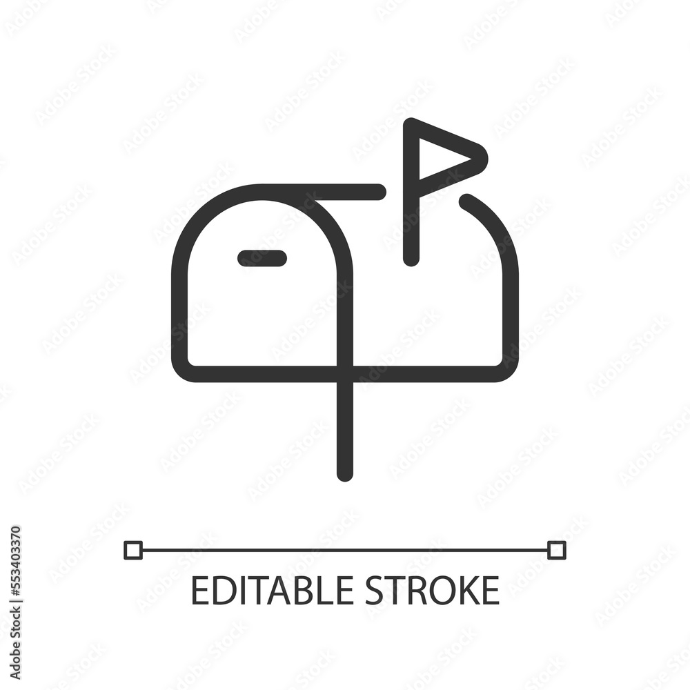 Mailbox pixel perfect linear ui icon. Incoming letters. Express mail ...