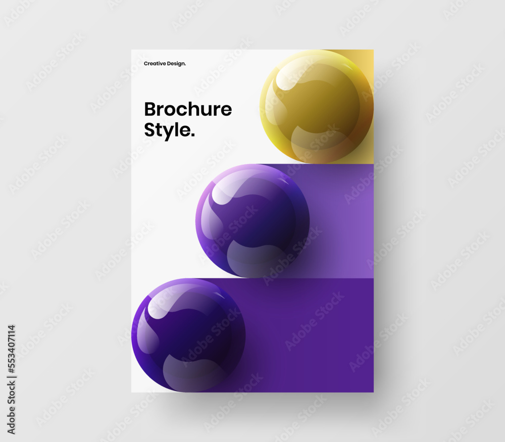 Premium realistic spheres poster layout. Simple cover A4 vector design ...