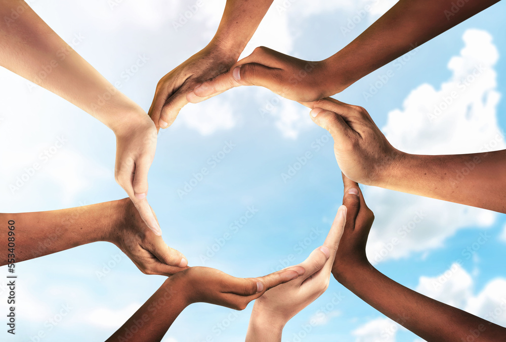 Symbol and shape of circle created from hands.The concept of unity ...