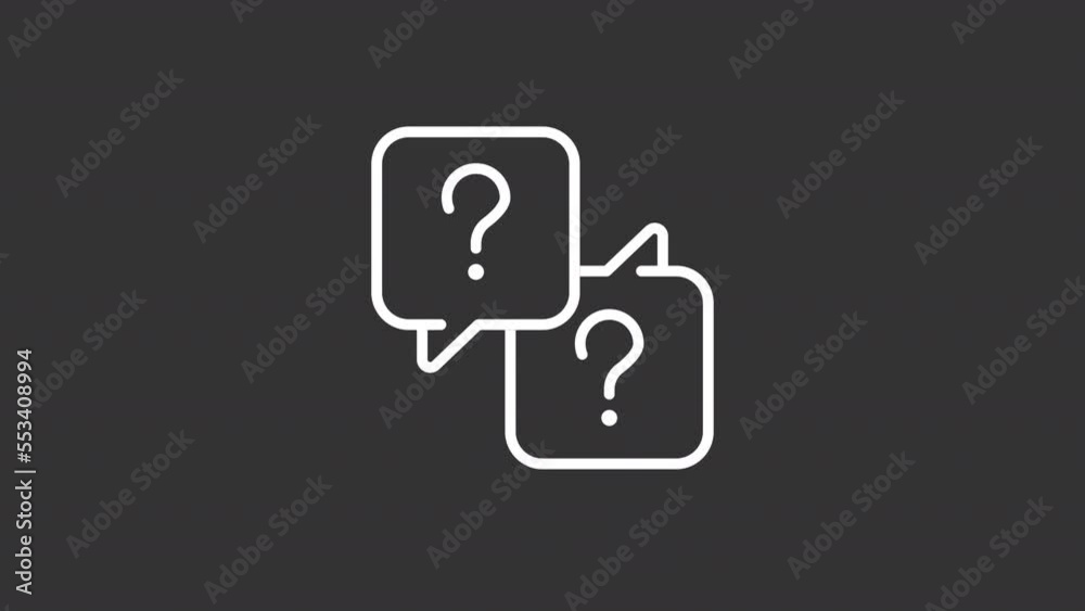 Animated confusion white line icon. Misunderstanding. Speech balloons ...