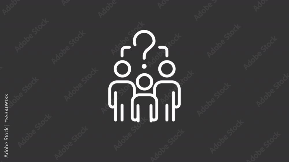 Animated group quiz white line icon. Community problems. Engaging ...