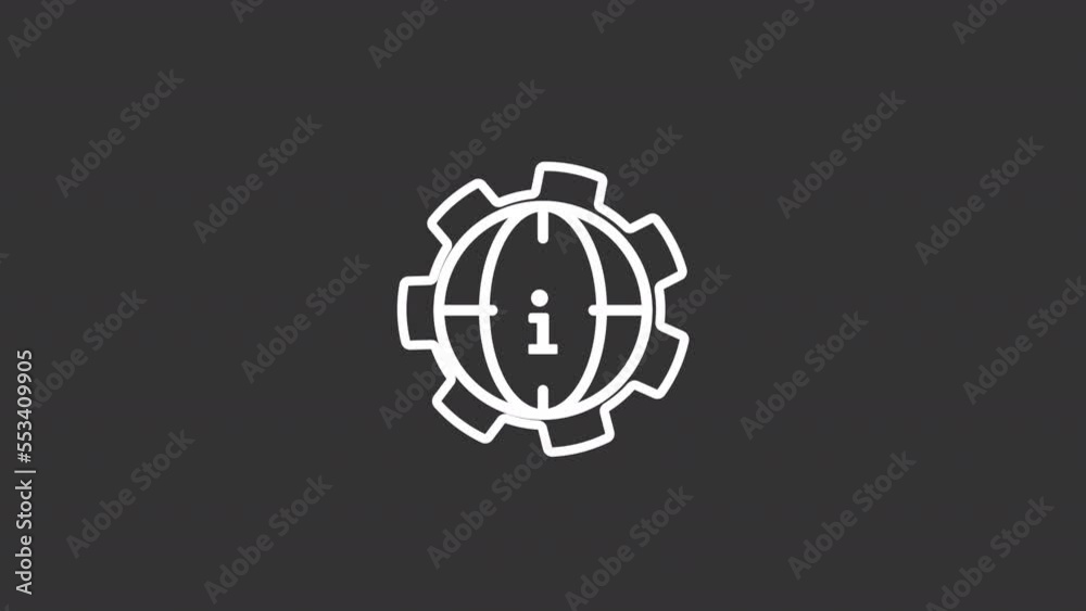 Animated world data white line icon. Global development. Economic ...
