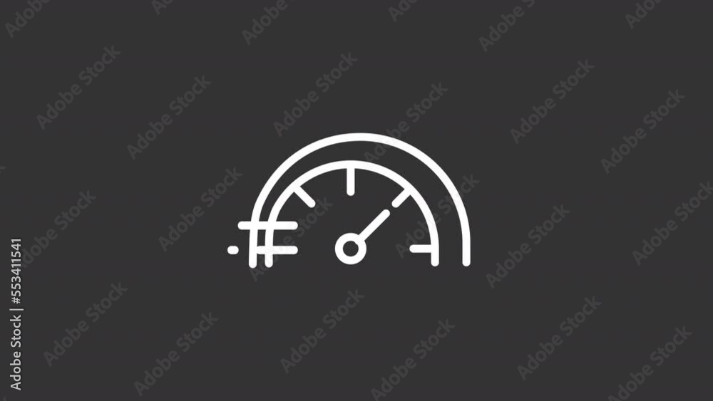 Animated Speedometer White Line Icon Vehicle Speed Acceleration Automobile Gauge Seamless