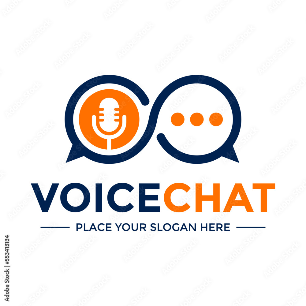 Voice chat or podcast vector logo template Stock Vector | Adobe Stock