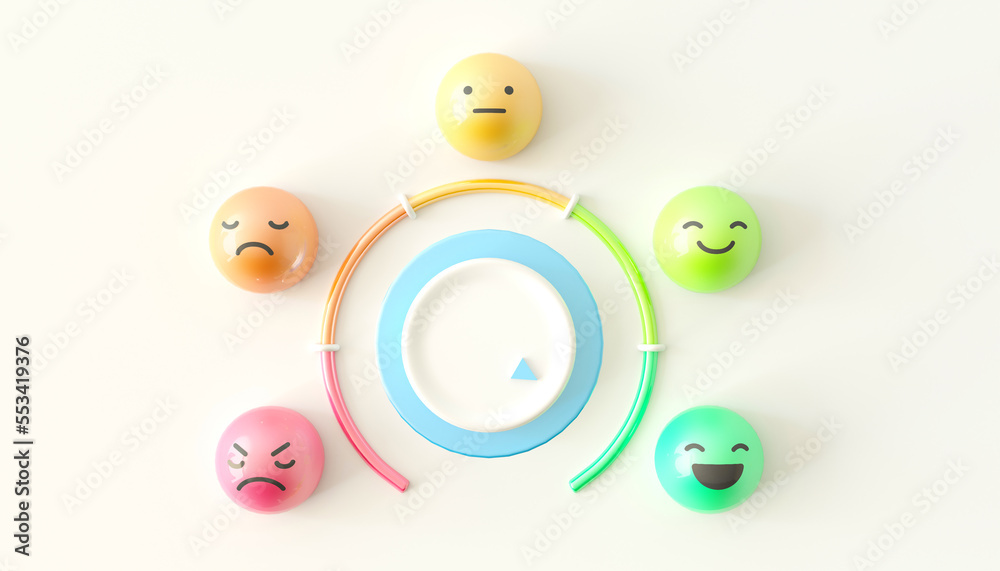 Customer choose emoji set. Emoticons mood on emotions satisfaction ...
