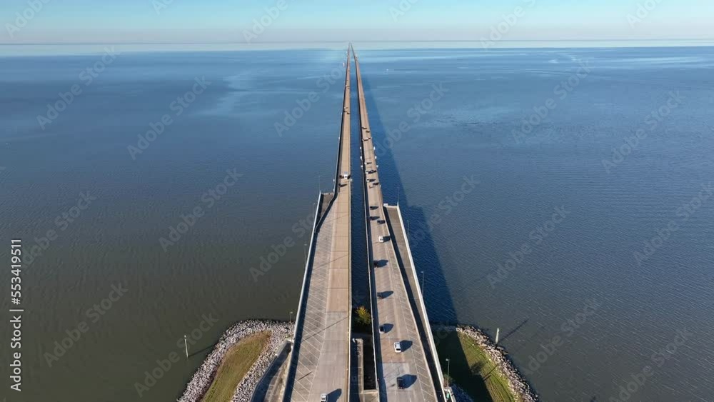 Lake Pontchartrain Causeway bridge. Aerial view of longest continuous ...