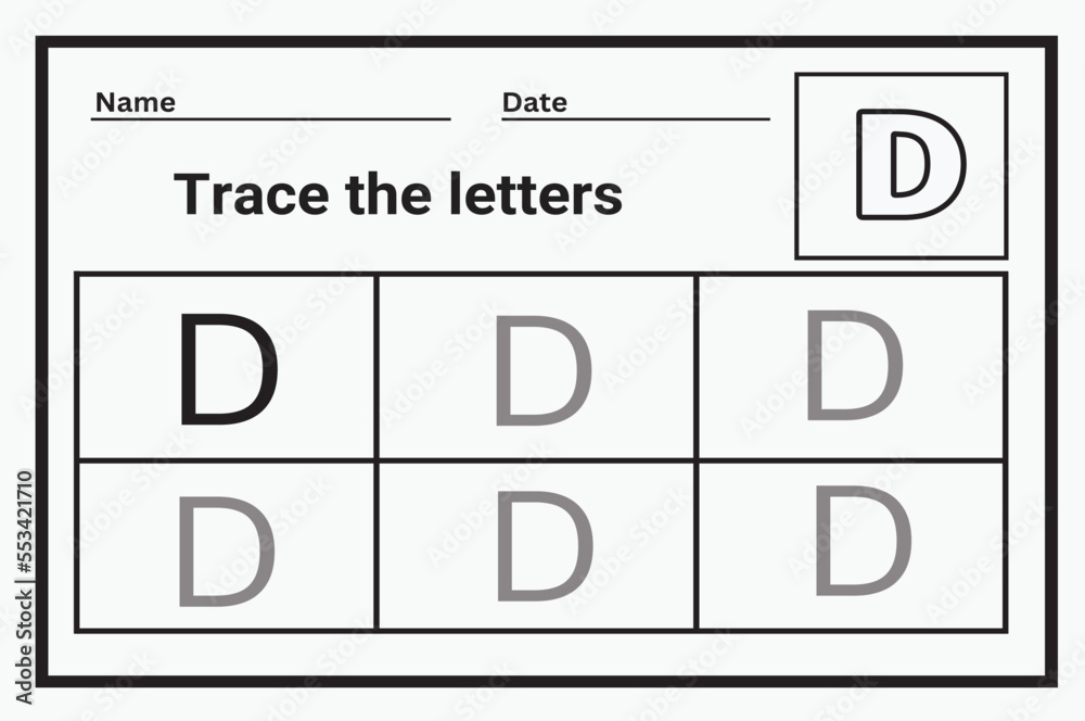 Alphabet tracing worksheet. A-Z writing pages. Letter D. uppercase and ...