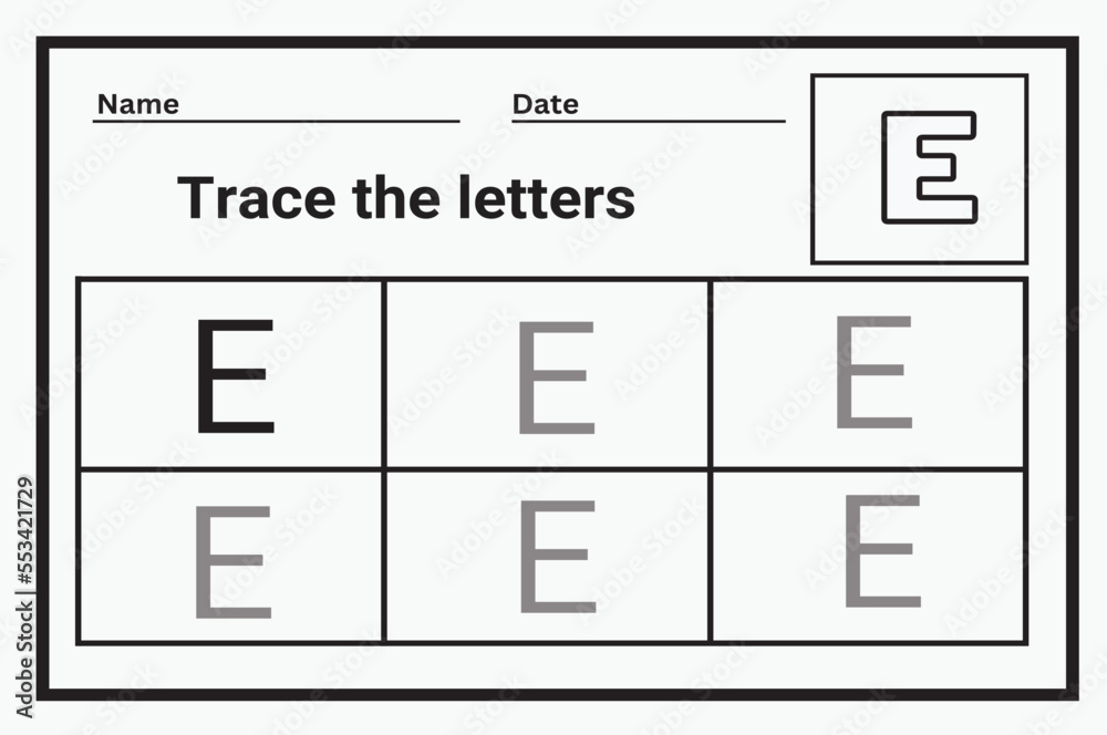 Alphabet tracing worksheet. A-Z writing pages. Letter E. uppercase and ...