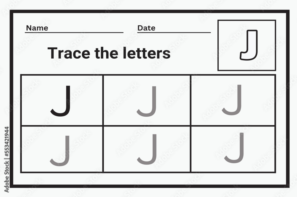 Alphabet tracing worksheet. A-Z writing pages. Letter J. uppercase and ...