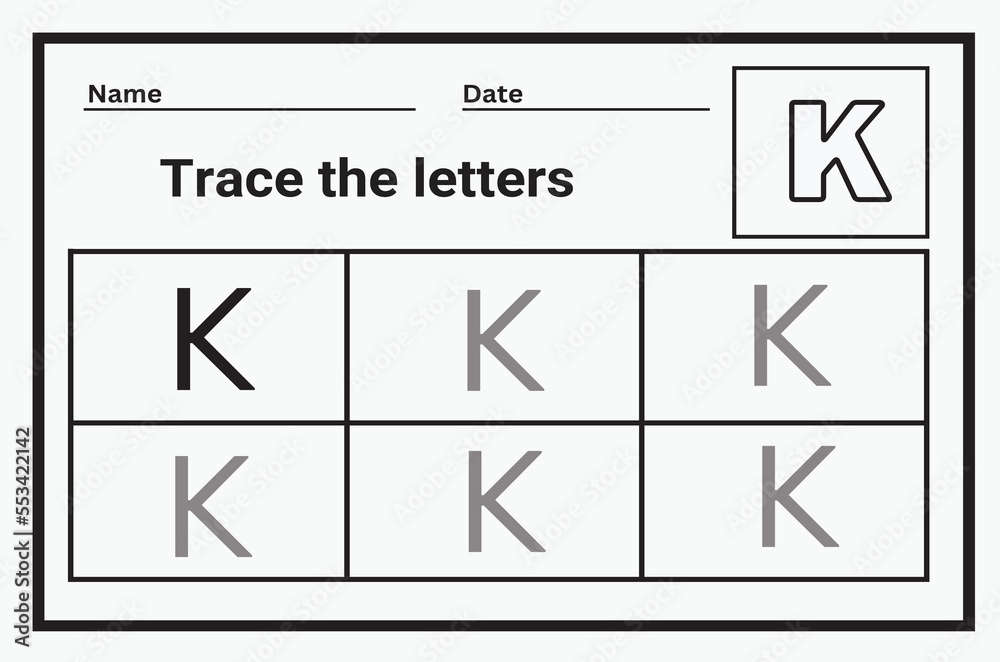 Alphabet tracing worksheet. A-Z writing pages. Letter K. uppercase and ...