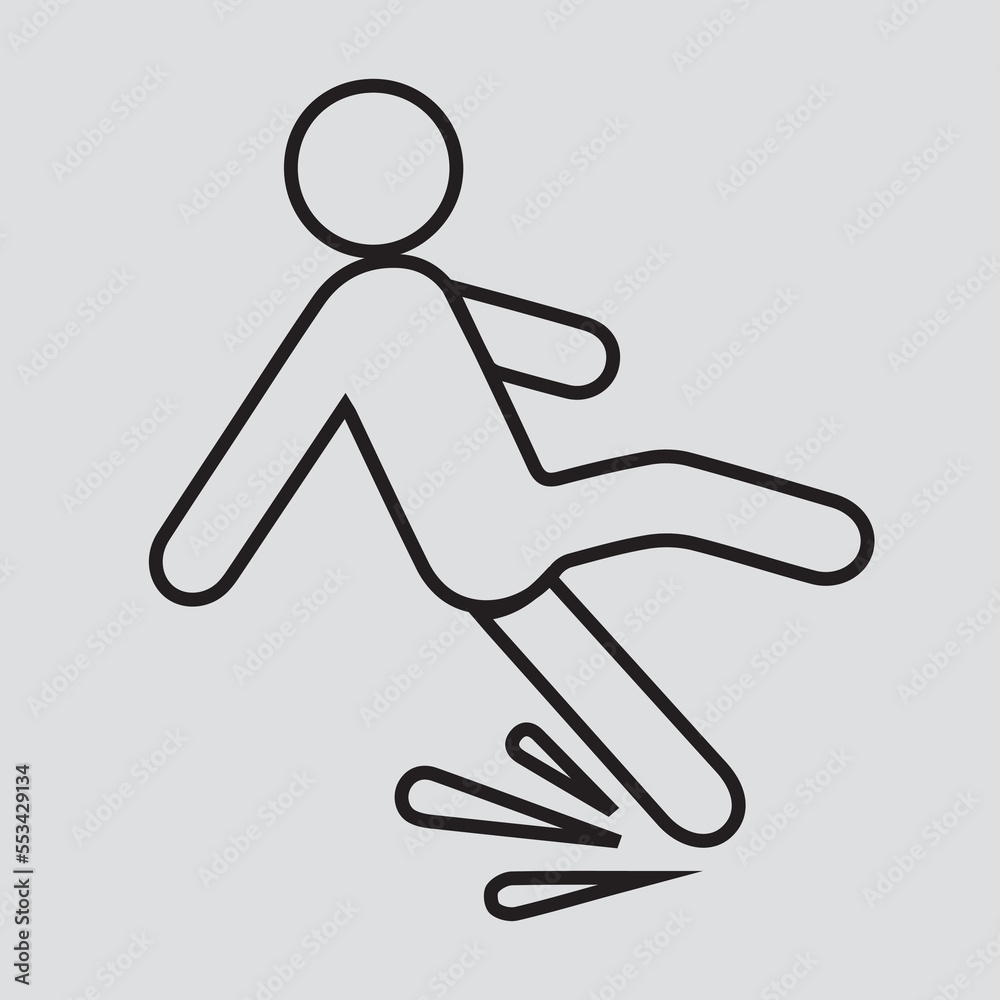Slippering icon is also known as falling symbol. It shows a person ...