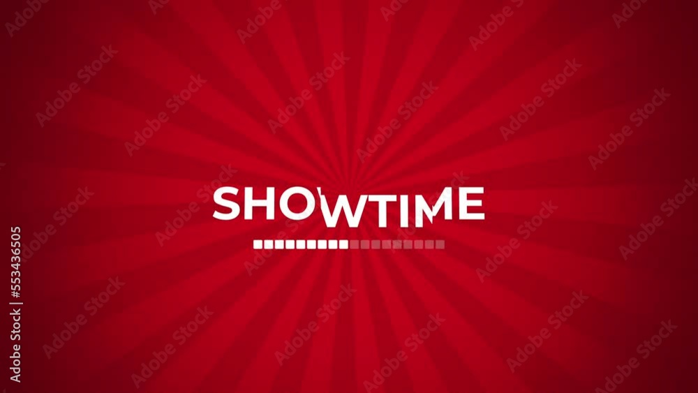 Showtime with loading bar animation on red backgound Stock Video ...