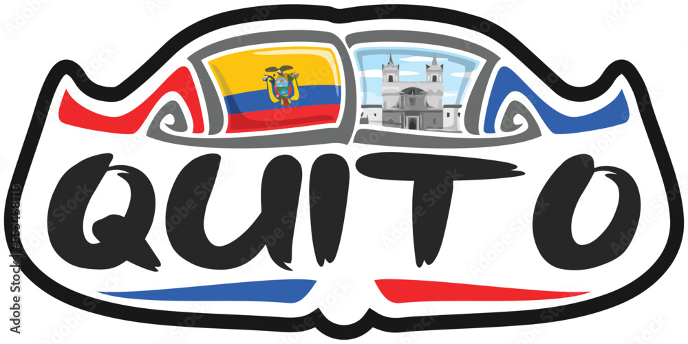 Quito Ecuador Flag Travel Souvenir Sticker Skyline Logo Badge Stamp ...