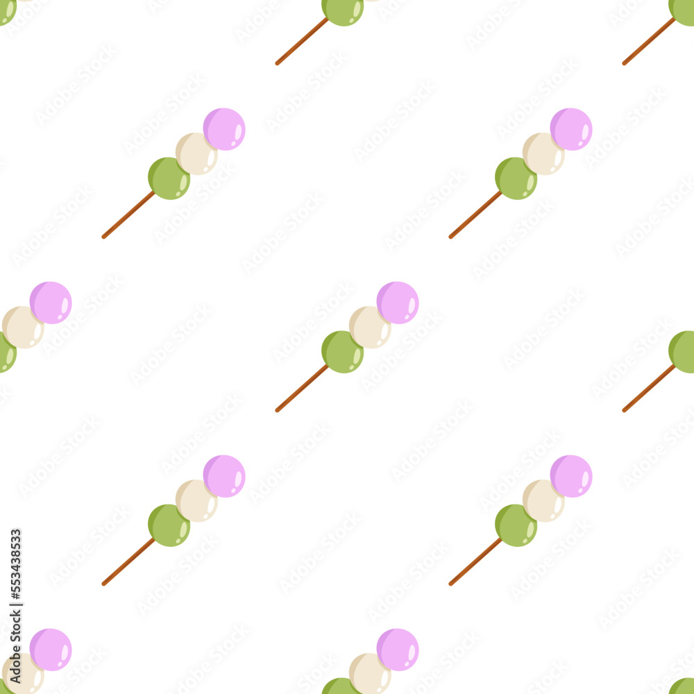Vector seamless pattern with pink, white and green dango. White ...