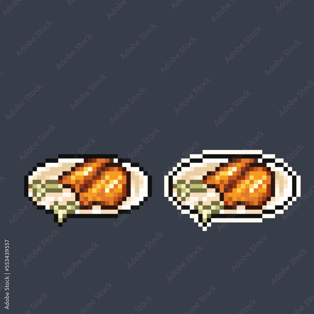 chicken leg in pixel art style Stock Vector | Adobe Stock
