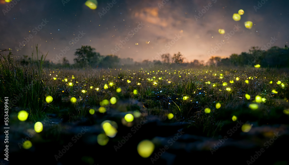 Fireflies In A Field