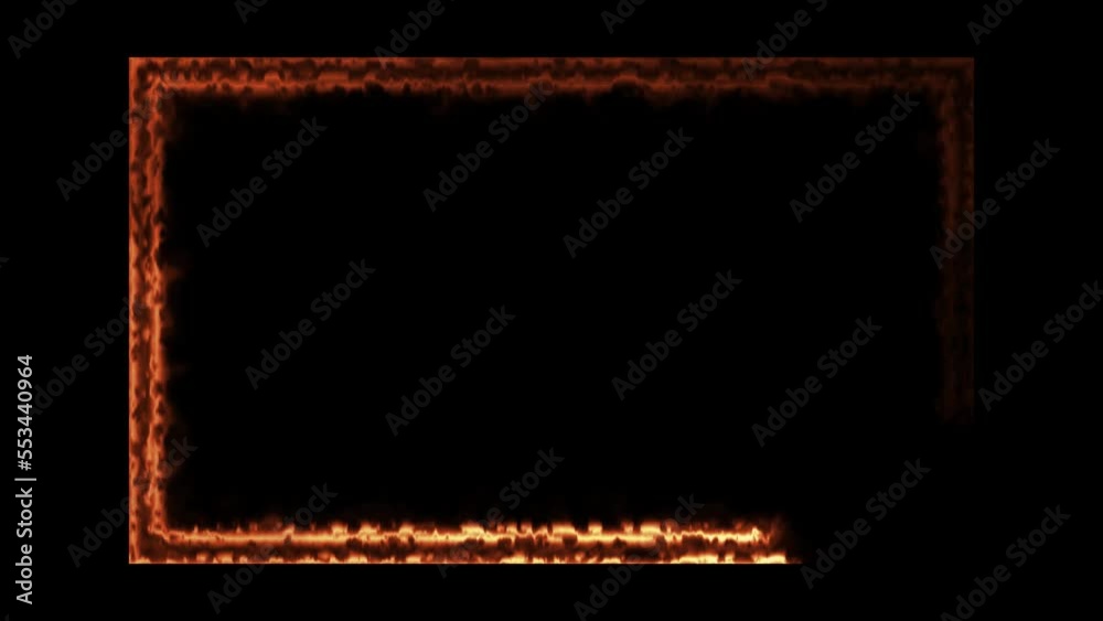 electricity animation, or fire burning square or rectangle shape into ...