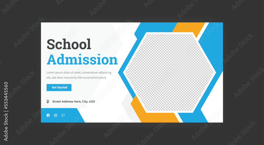 School admission YouTube thumbnail template design Stock Vector | Adobe ...