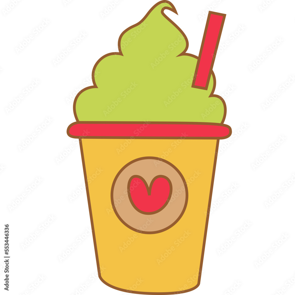 Cute cartoon Drinks or sweet drinks with hearts. like drinking soft ...