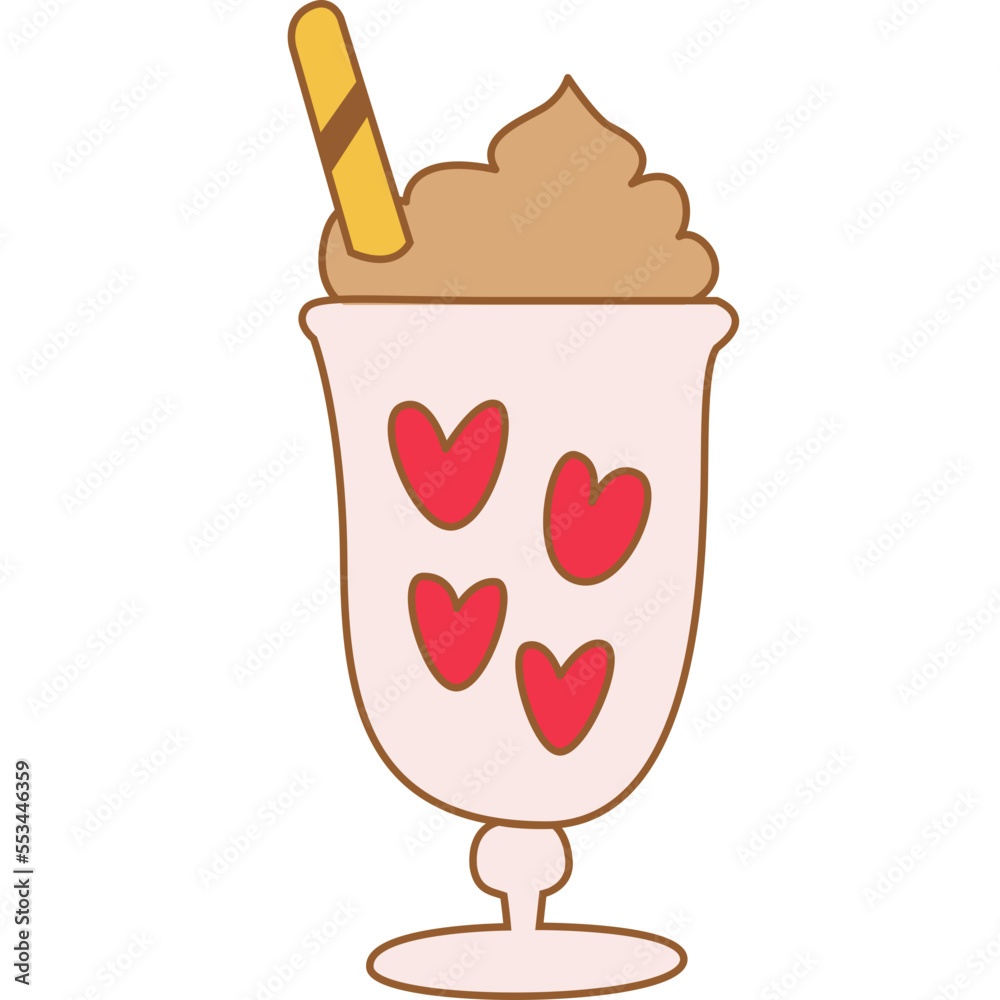 Cute cartoon Drinks or sweet drinks with hearts. like drinking soft ...