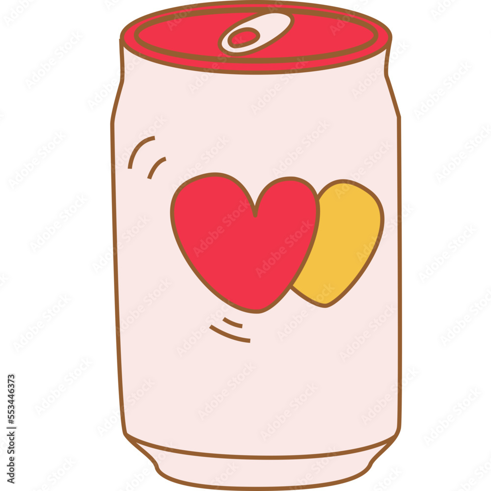 Soft drink cans with hearts. like drinking soft drink. cute soda cans ...
