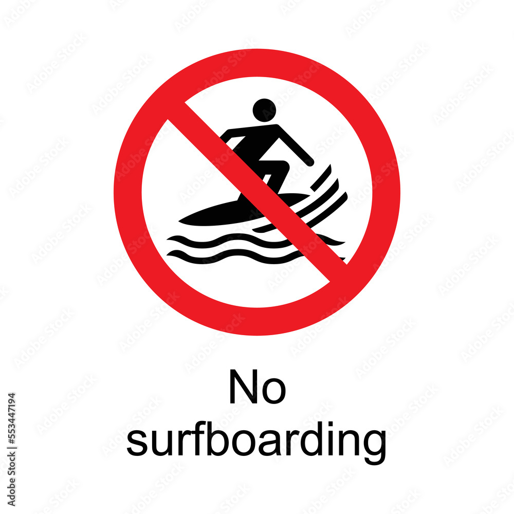 No surfboarding sign - Prohibition Signs - International water safety ...