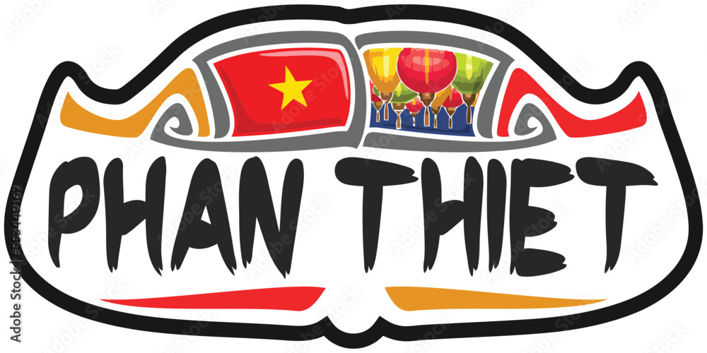 Phan Thiet Vietnam Flag Travel Souvenir Sticker Skyline Landmark Logo ...