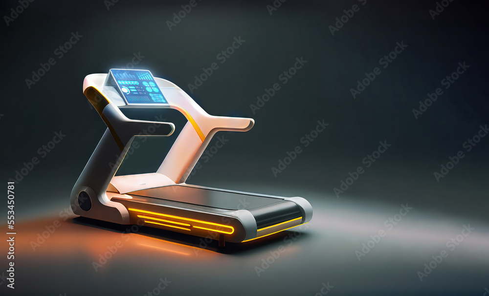 generic futuristic design of gym treadmill machine with interactive ...