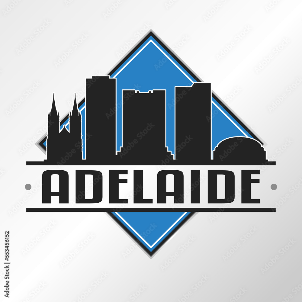 Adelaide SA, Australia Skyline Logo. Adventure Landscape Design Vector ...