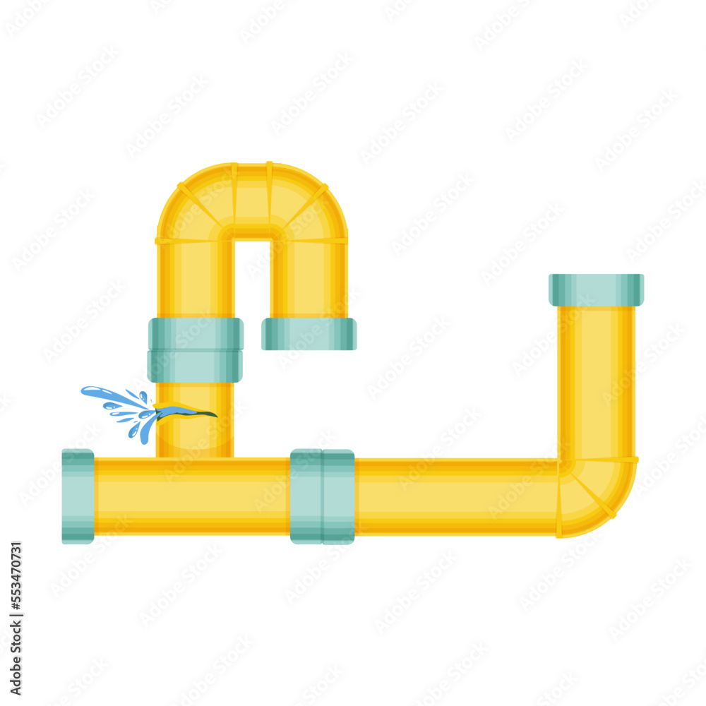 Broken pipes with a leak of steam or lead gas, rupture of the pipeline ...