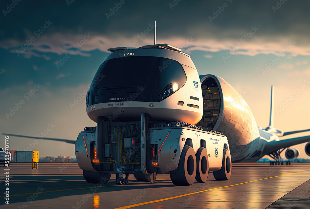 image of a follow me vehicle up close in an airport. Generative AI ...