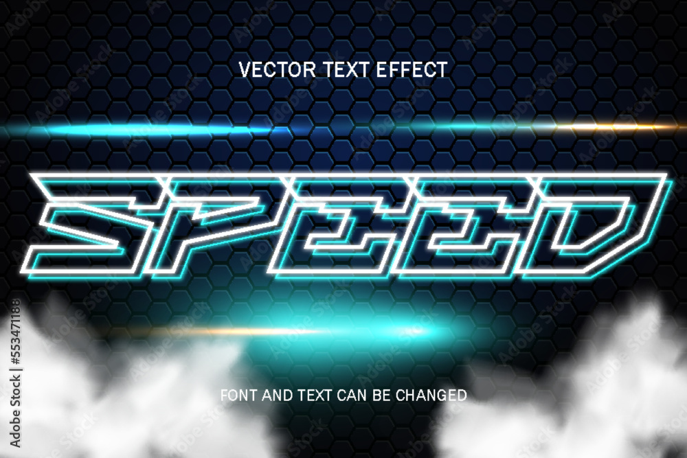 speed laser blue font typography 3d editable text effect font style ...