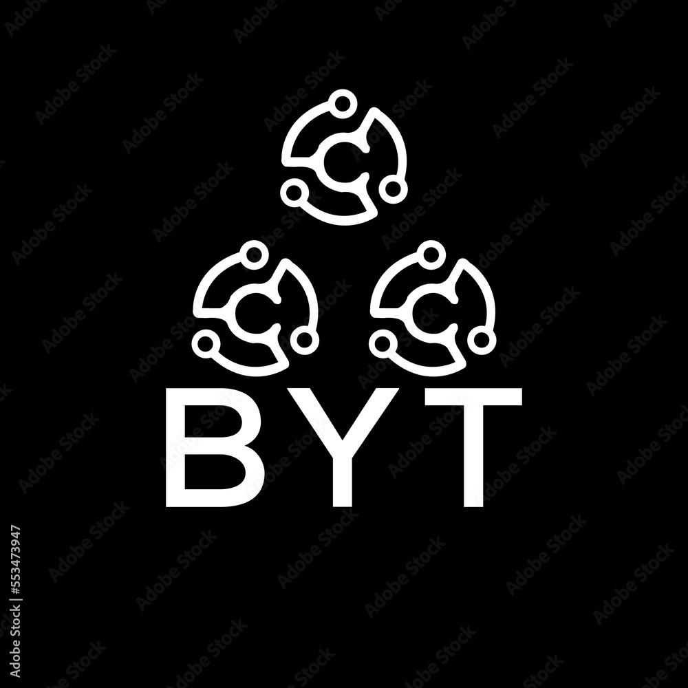 BYT letter logo. BYT best black background vector image. BYT Monogram ...