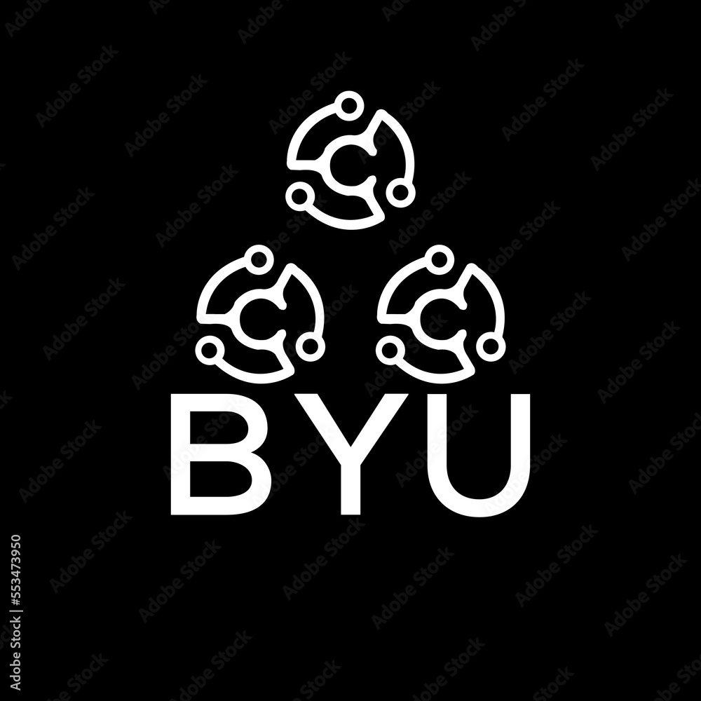 BYU letter logo. BYU best black background vector image. BYU Monogram ...