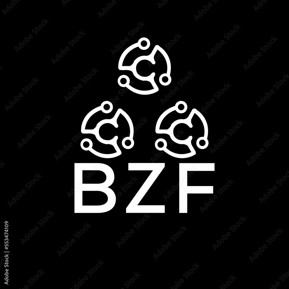 BZF letter logo. BZF best black background vector image. BZF Monogram ...