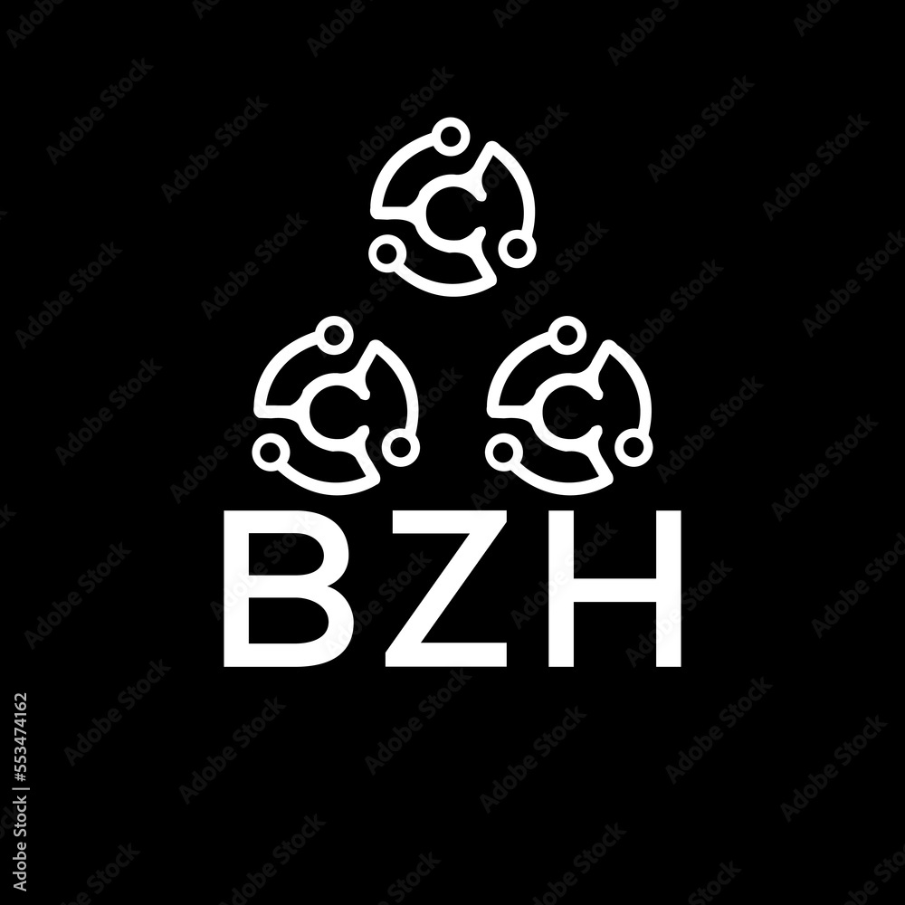 BZH letter logo. BZH best black background vector image. BZH Monogram ...