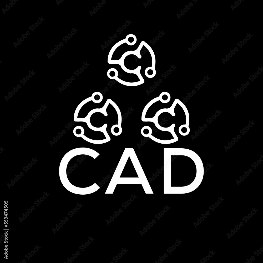 CAD letter logo. CAD best black background vector image. CAD Monogram ...