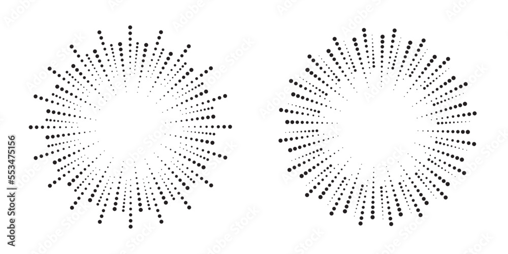 radial Halftone pattern background. Abstract concentric dotted backdrop ...