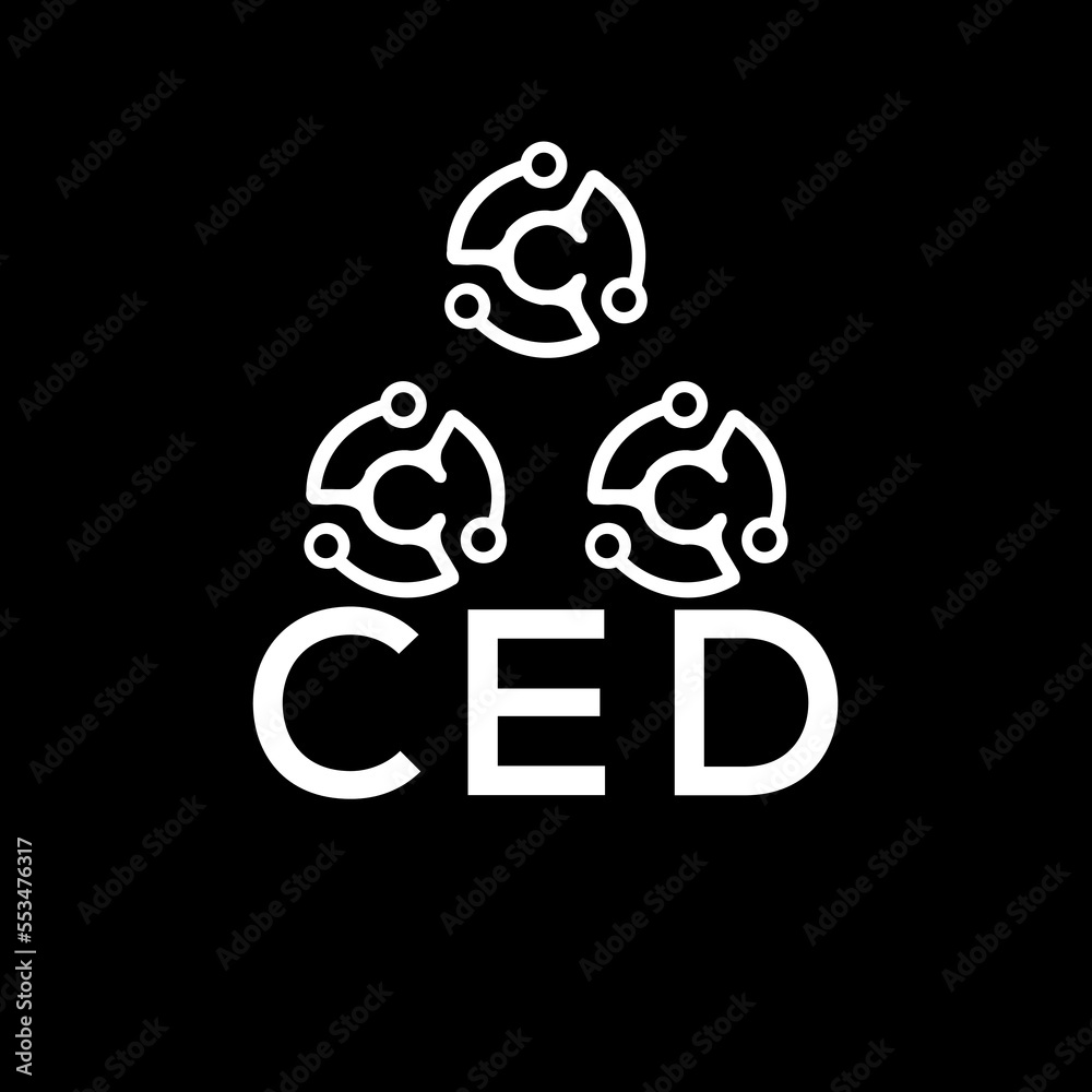 CED letter logo. CED best black background vector image. CED Monogram ...